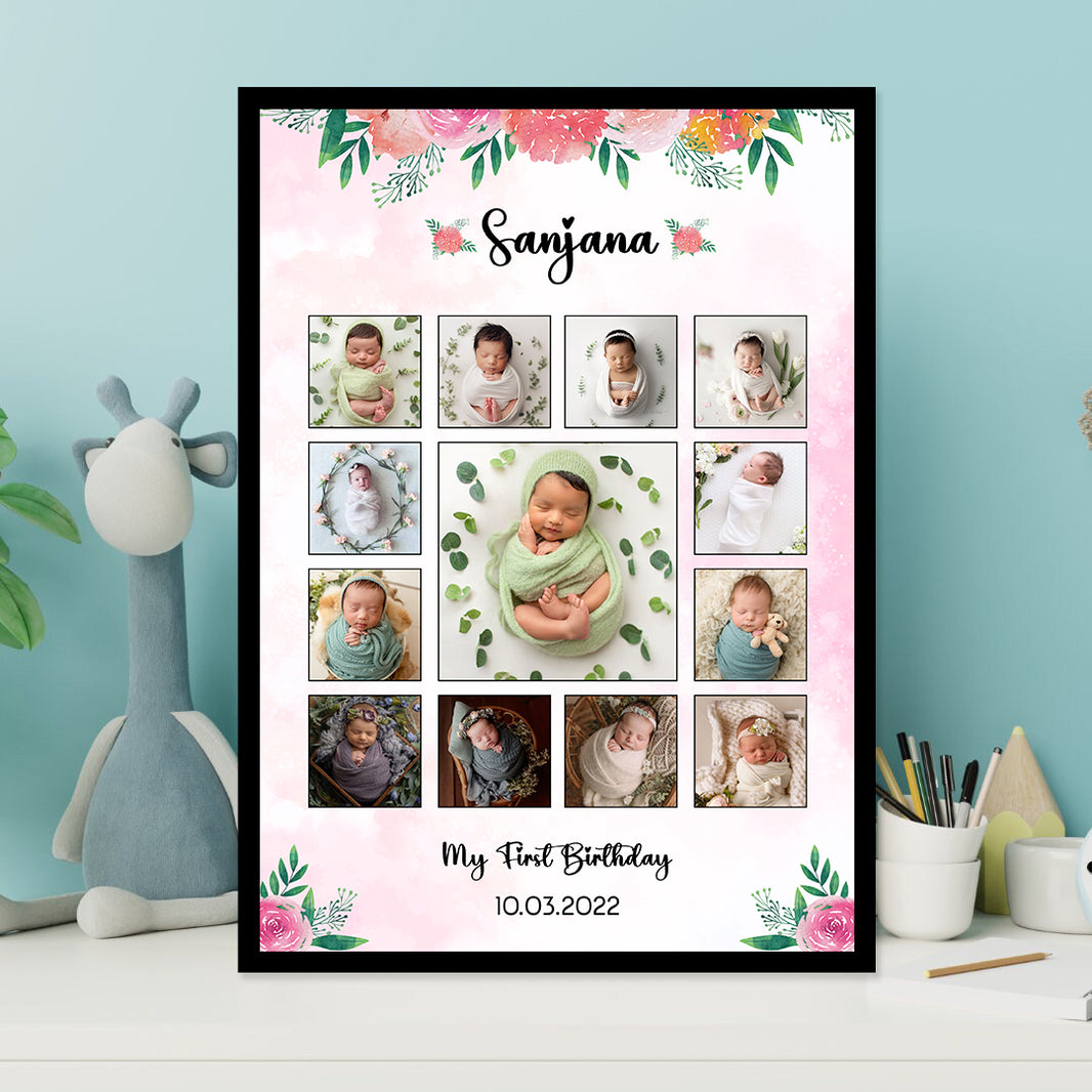 12 Month baby photo frame – Bookmyframe